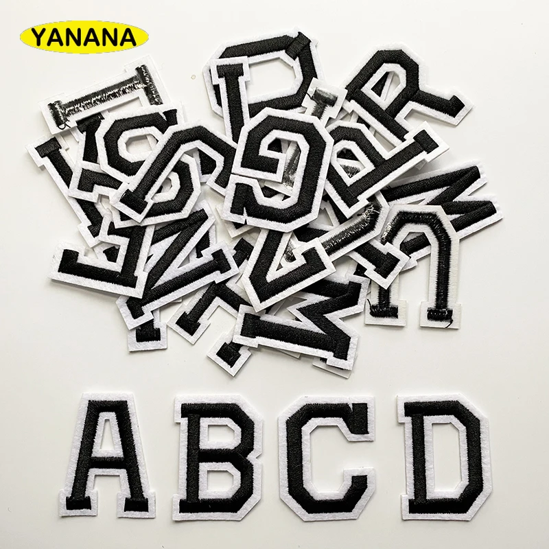 Black Alphabet English Letter Embroidery Iron On Patch For Clothing ...