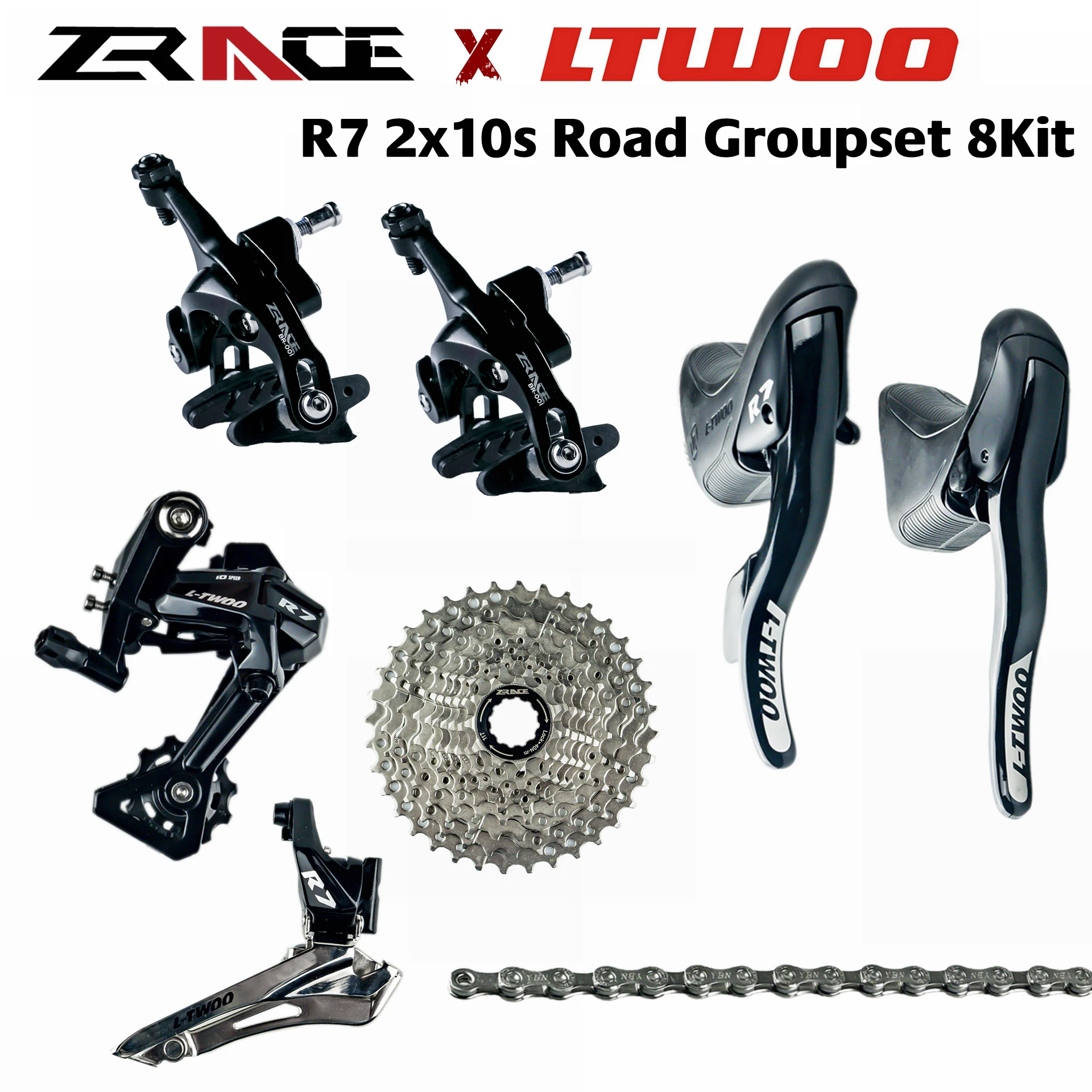 LTWOO R7 2x10 speed, 20s Road 8Kit, ZRACE Brake + Cassette + Chains + Shifter + Rear Derailleurs ...