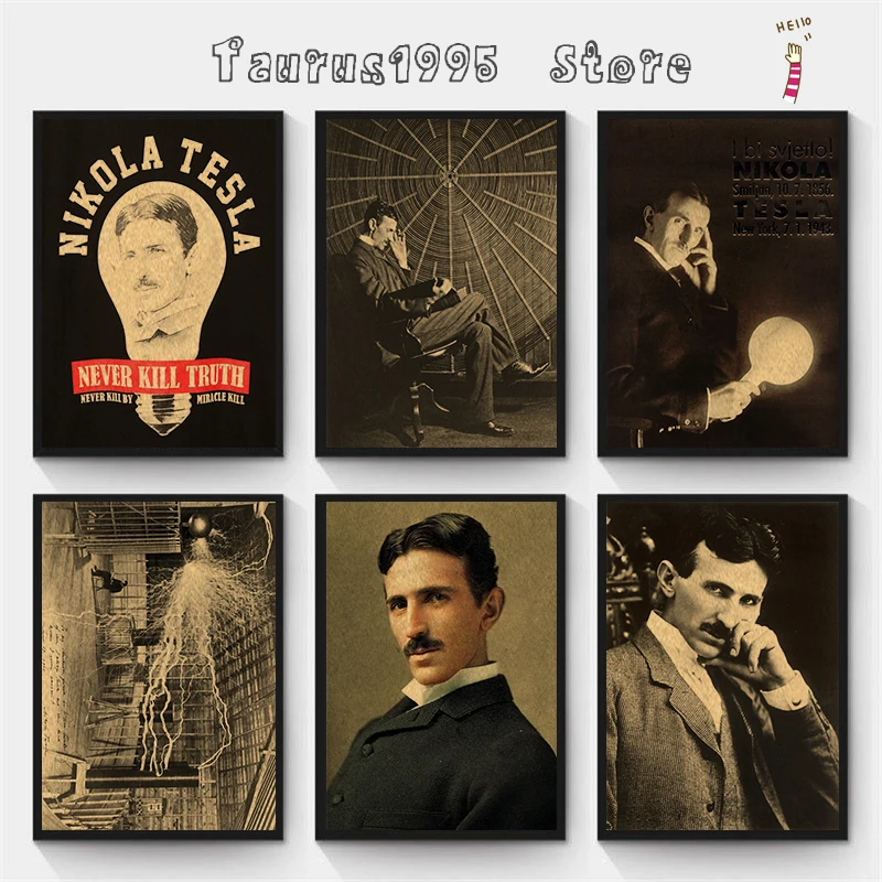 Famous Scientists Nikola Tesla Retro Poster Home Furnishing, 44% OFF