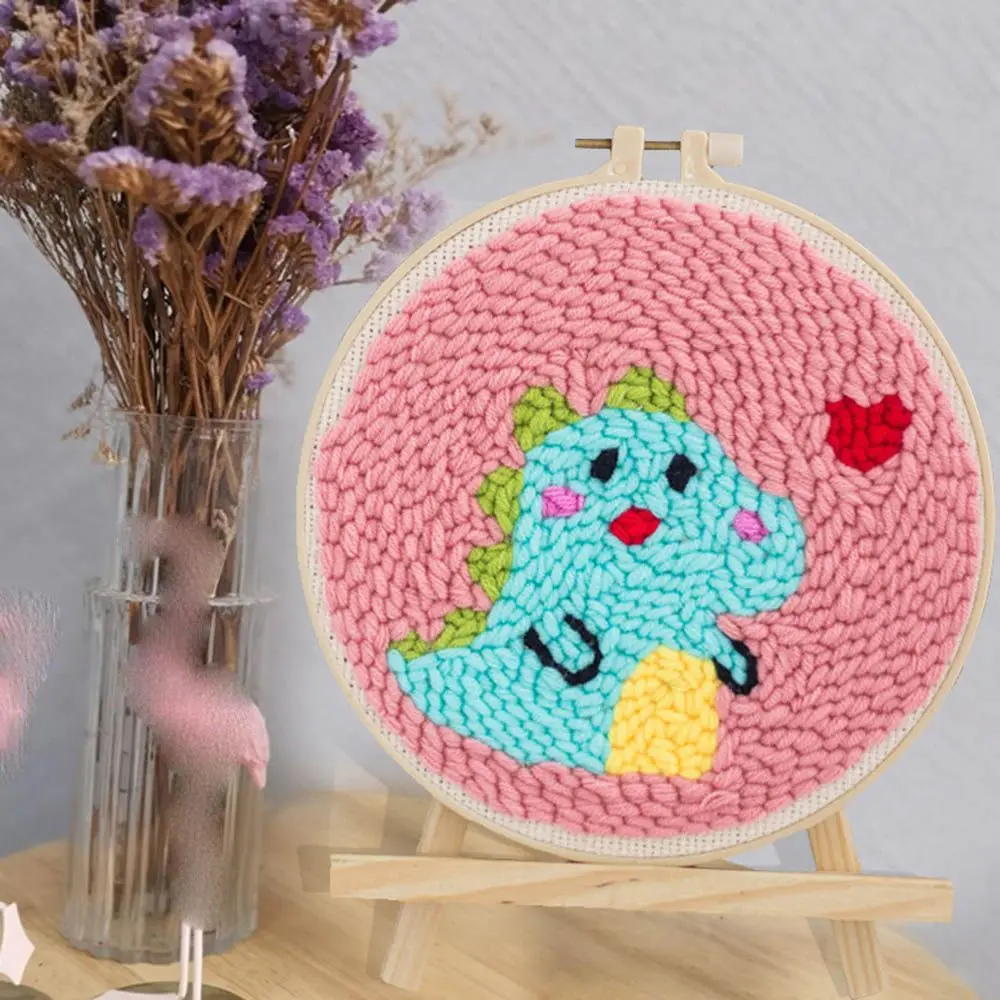 Diy Punch Needlework Wool Poke Embroidery Kit With Yarn For Beginners ...