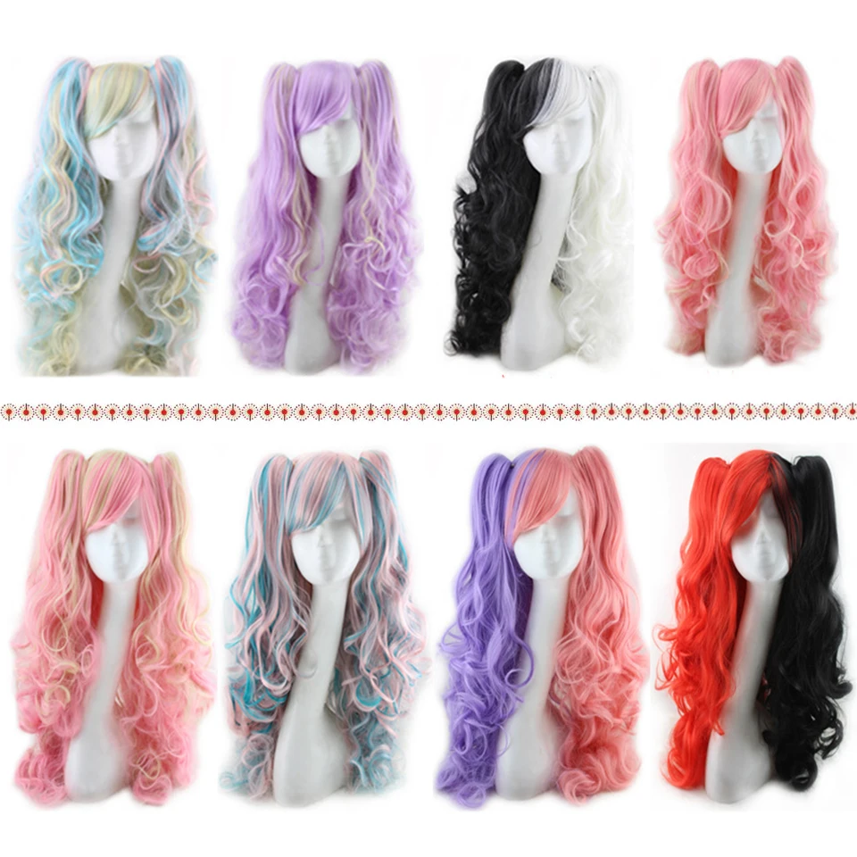 MEIFAN термостойкие синтетические волосы парик с двумя волнистыми ...