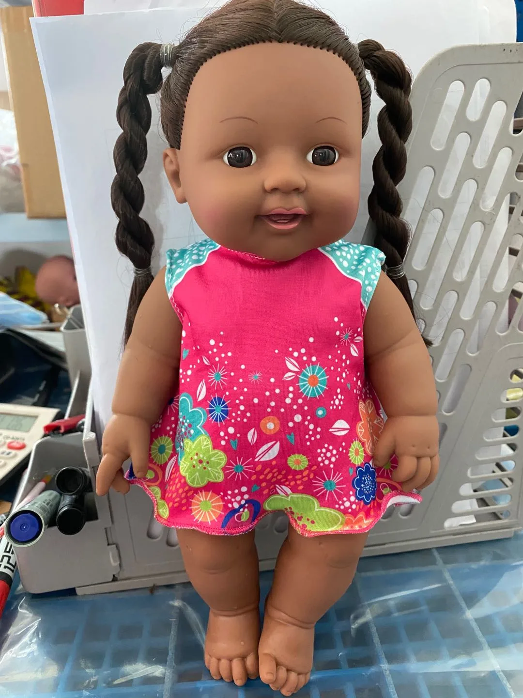 Black African Black Baby Cute Braid Black 30CM Vinyl Baby Toy African ...