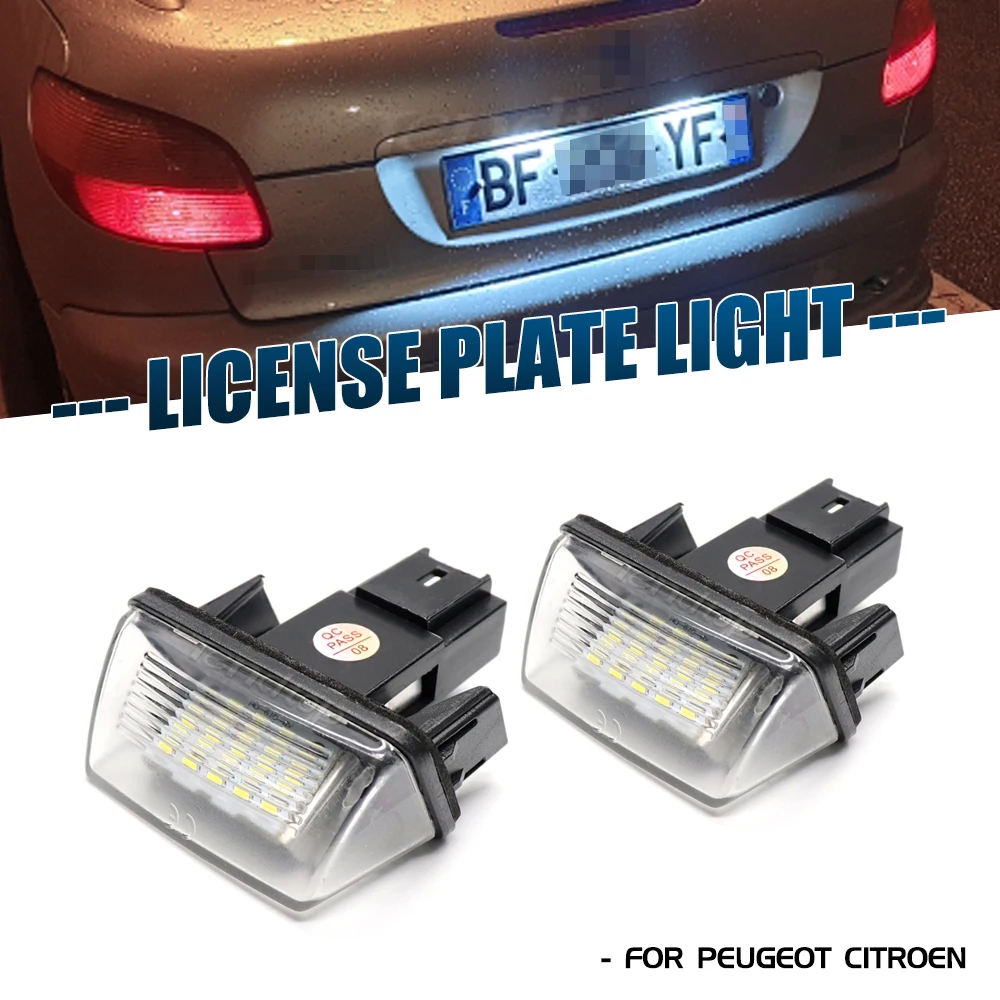 2Pcs-License-Plate-Light-LED-Number-Lamp-For-Citroen-C3-C4-C5-Berlingo ...