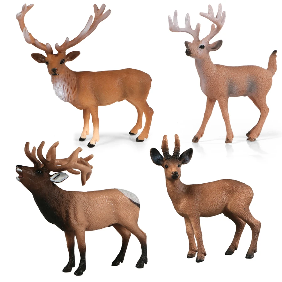 Realistic Animal Models Deer Action Toy Figures Moose Wapiti Elk ...
