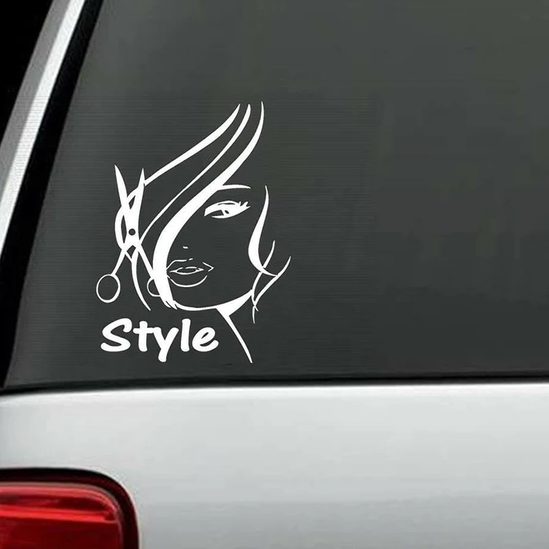 15x11,1 cm estilista de pelo, peluquería, tijeras de salón, calcomanía ...