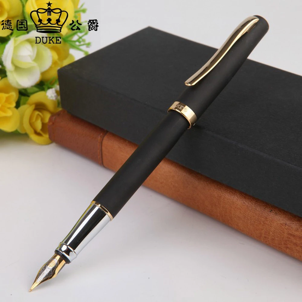 Luxury High Quality Duke 209 Golden Frosted Black M Nib Fountain Pen ...