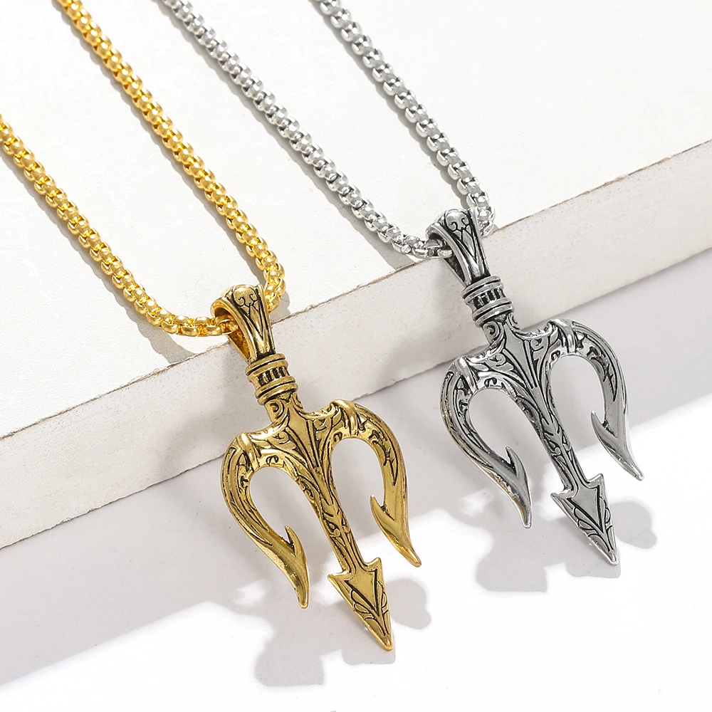 Heren Punk Neptunus Drietand Hanger Kettingen Hiphop Jongens Cadeaus ...