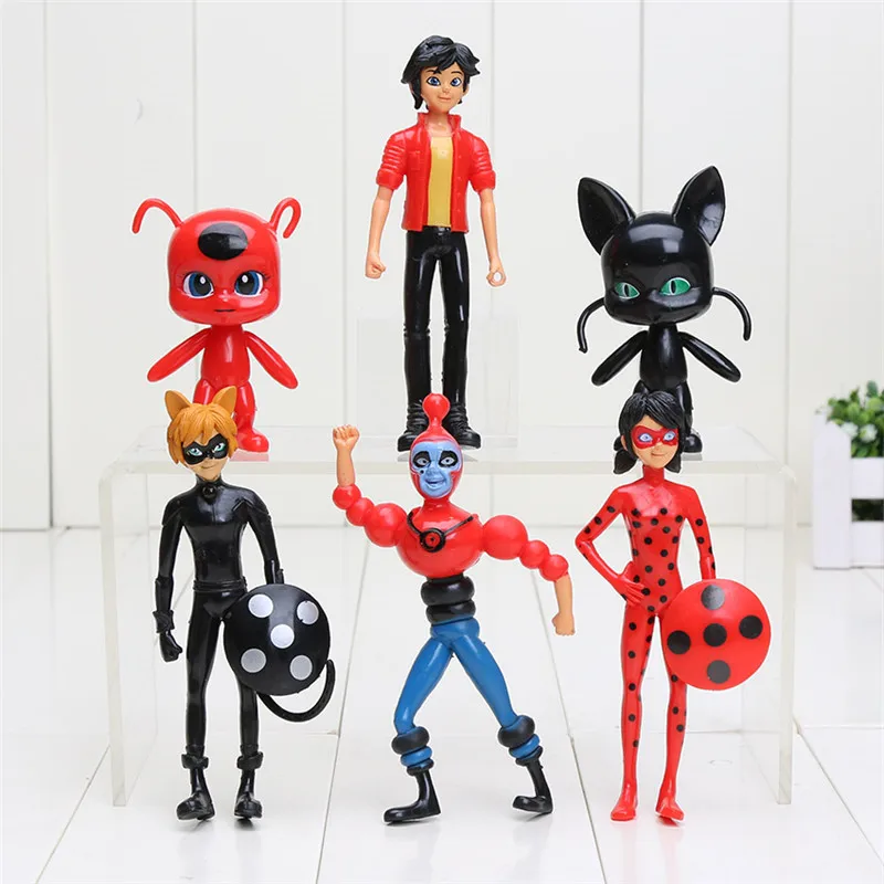 6pcs/lot Ladybug Comic Lady bug Doll Action Figure Toys Cute Anime ...