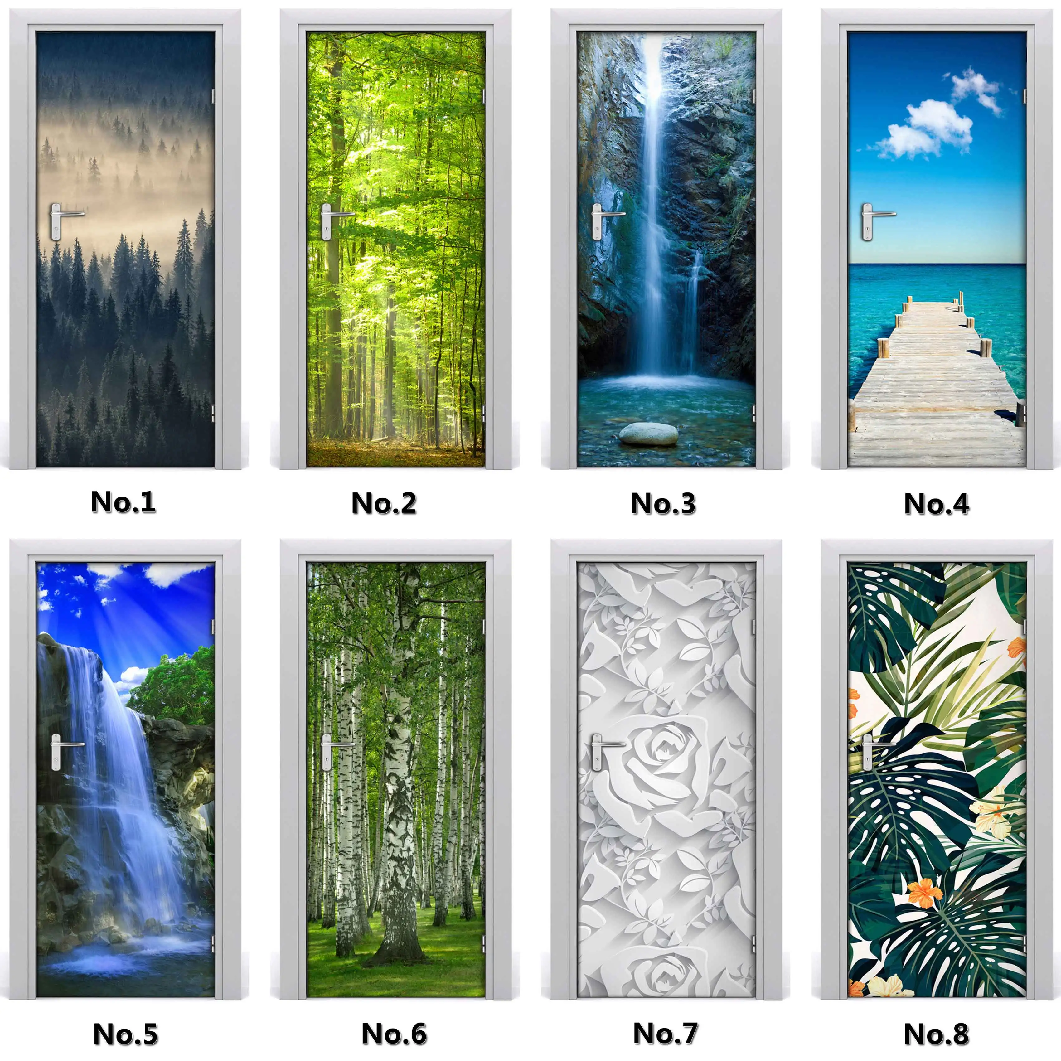 Custom-Door-Sticker-Landscape-door-decal-waterproof-door-stickers-home ...