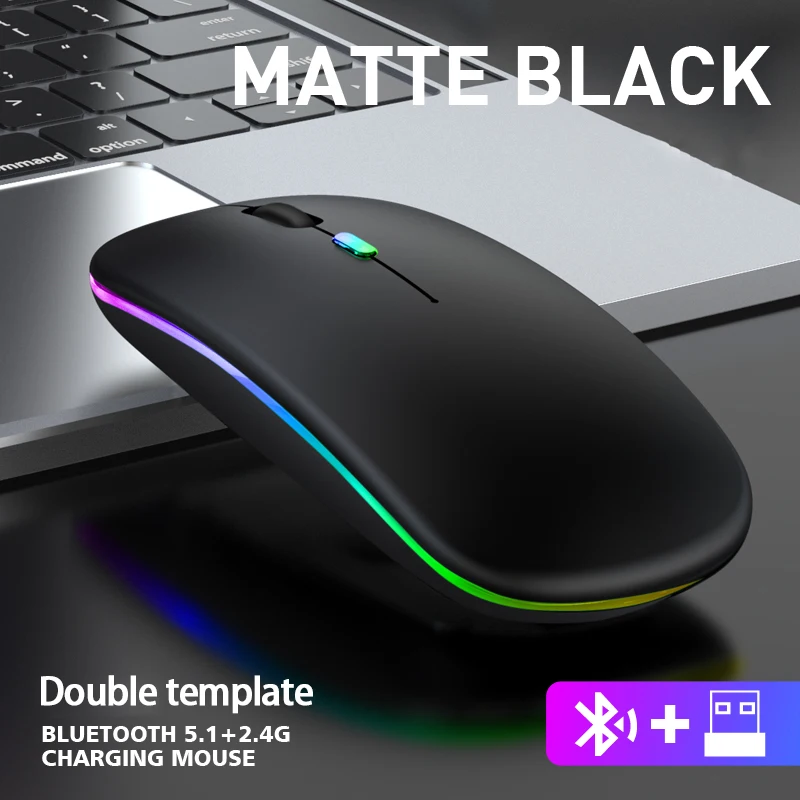 Bluetooth compatível rato jogos 2.4ghz sem fio mouse usb receptor ...
