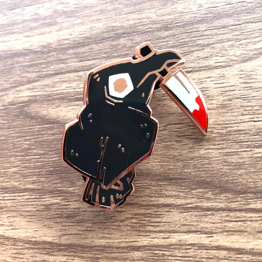 Crow-Biting-The-Knife-Hard-Enamel-Pin-Horror-Fantasy-Crows-Killer ...