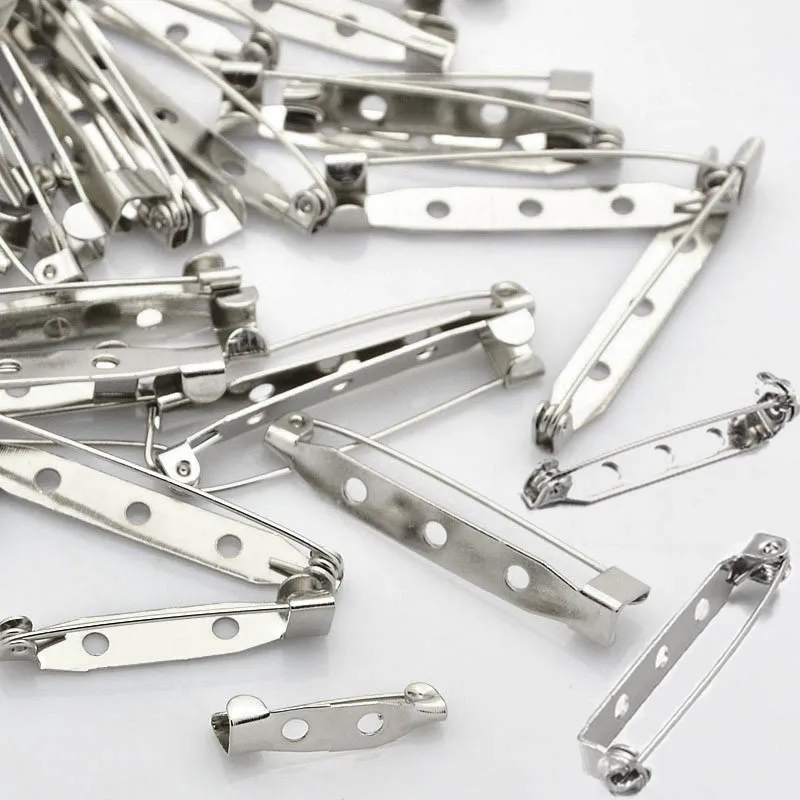 50Pcs Brooch Base 15/20/25/32/38/40/45mm Pin Back Bar Easy Clip On/Safe ...