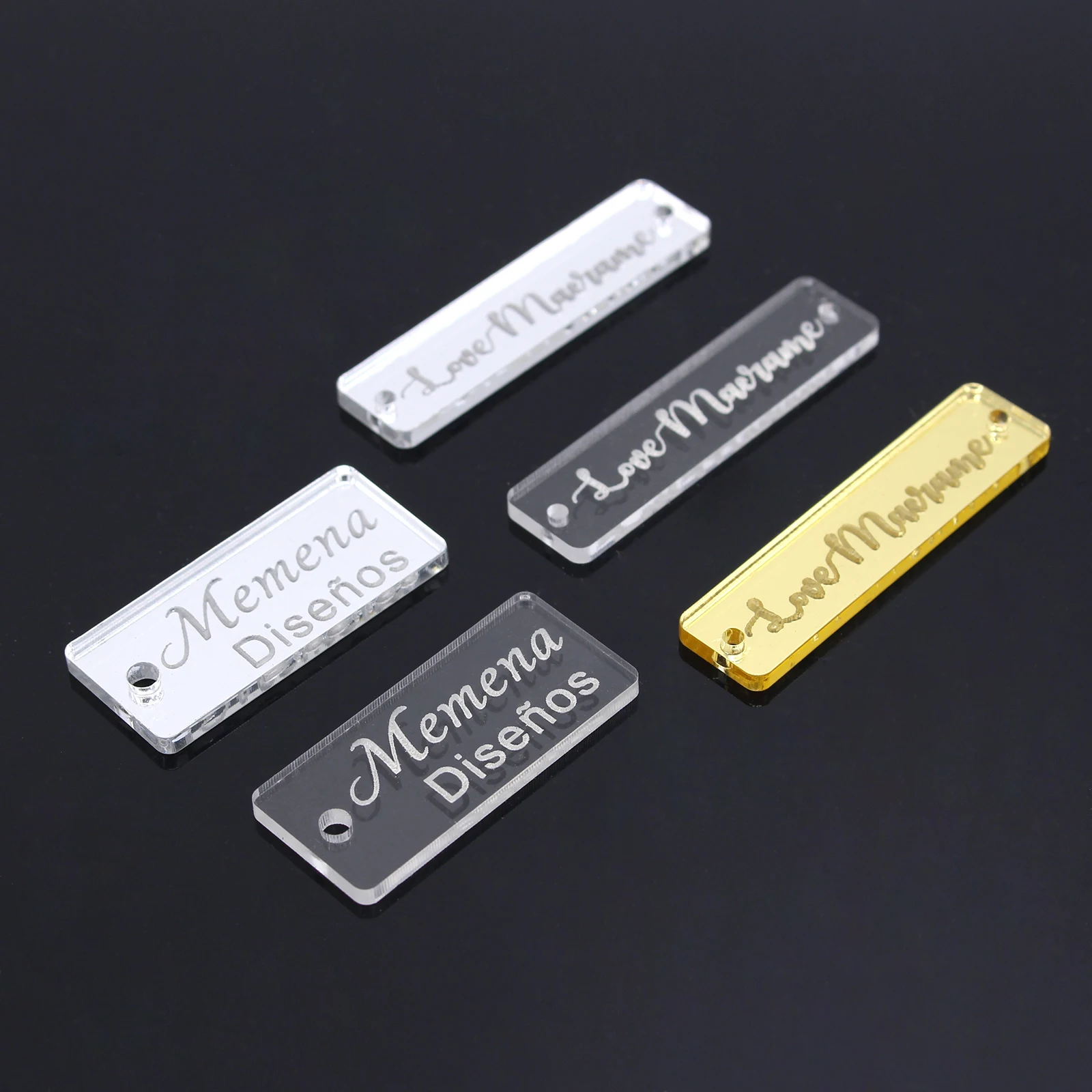 500pcs Custom printed Acrylic transparent Tags Clothing Tags Sew On ...