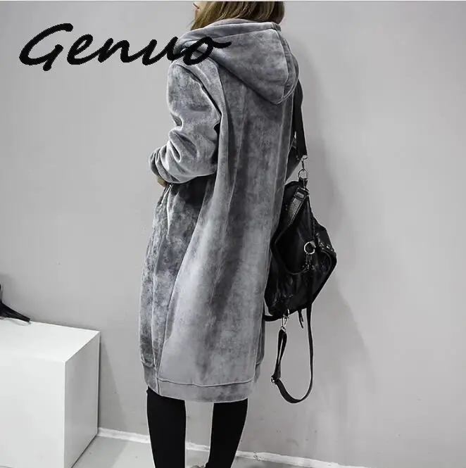 Genuo, новинка, Осенние открытые бархатные женские базовые пальто с ...