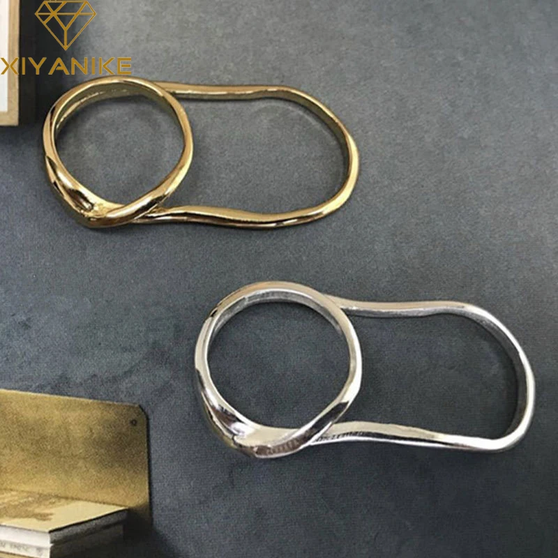 XIYANIKE-Silver-Color-Cross-Cutout-Two-finger-Conjoined-Ring-For-Women ...