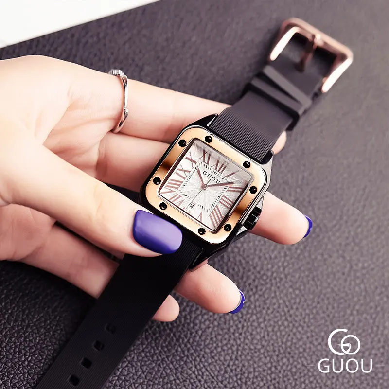Fashion GUOU Brand Watch Rectangula Quartz Ladies Women's Watches ...