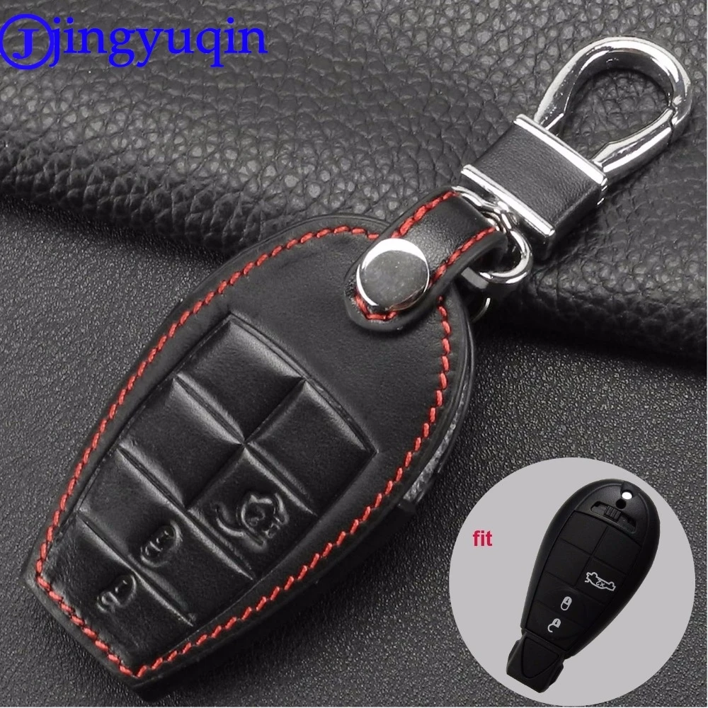 Jingyuqin Leather Car Key Cover Fob Cases For Dodge Challenger Charger ...