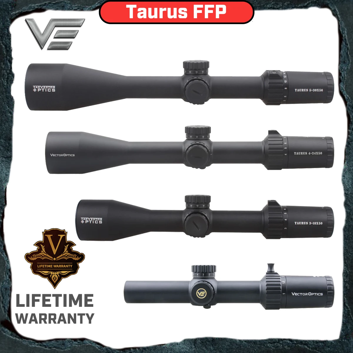 Vector optics taurus 1 6x24 3 18x 4 24x 50mm 5 30x 56mm ffp,長距離戦術射撃場 ...