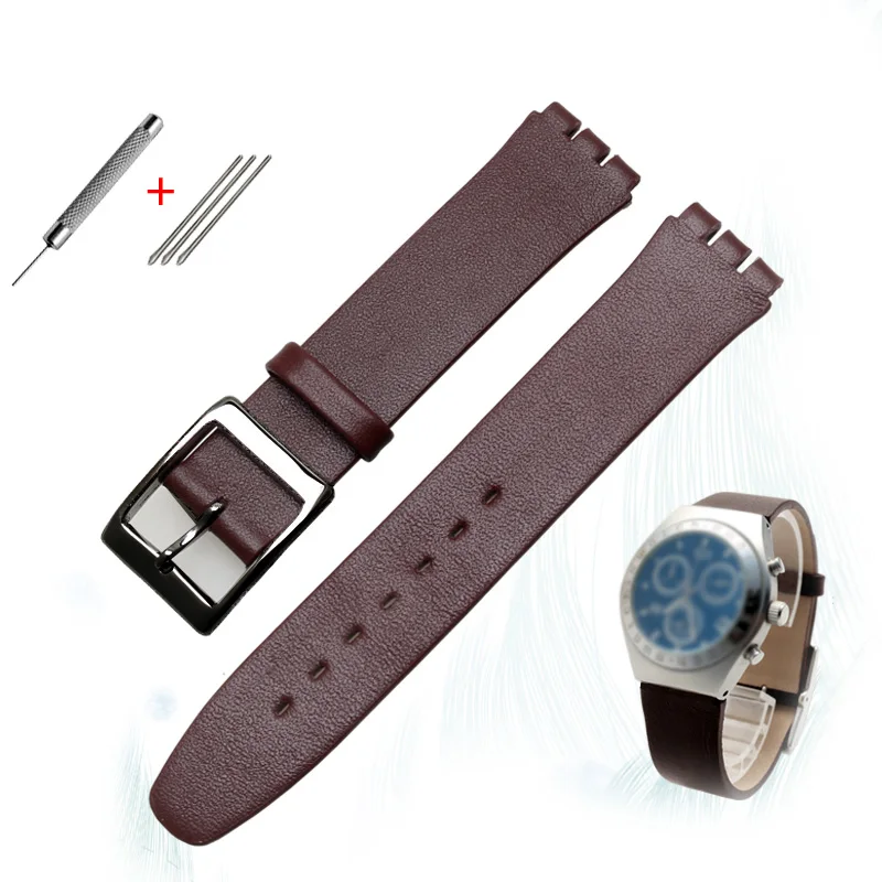 Тонкий ремешок для часов из натуральной кожи 17 мм для swatch SYXS116 ...