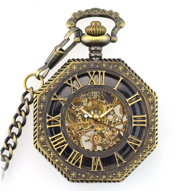 10pcs-lot-Bronze-Hollowed-Roman-Numerals-Octagon-Mechanical-Watches ...
