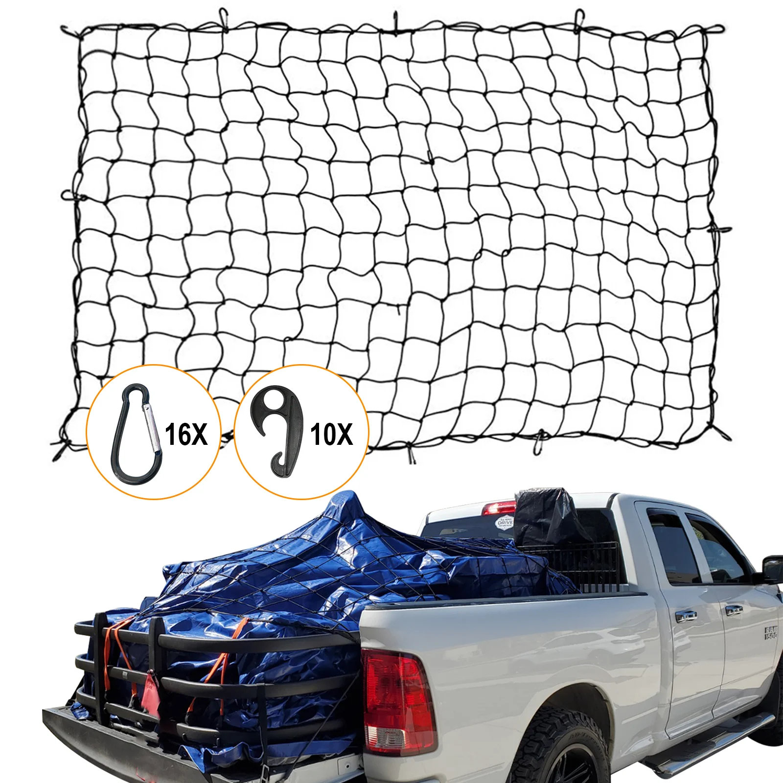 Black-Cargo-Net-for-Pickup-Truck-Bed-and-For-SUV-Rooftop-Travel-Luggage ...