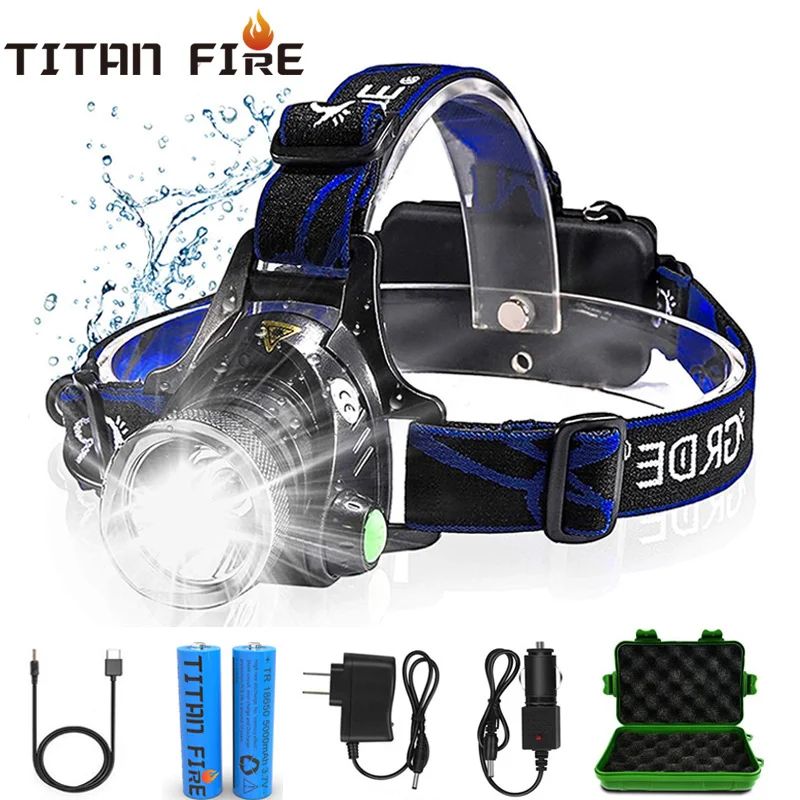TL900 LED Headlamp L2/V6 Headlight Zoom Waterproof Flashlight ...