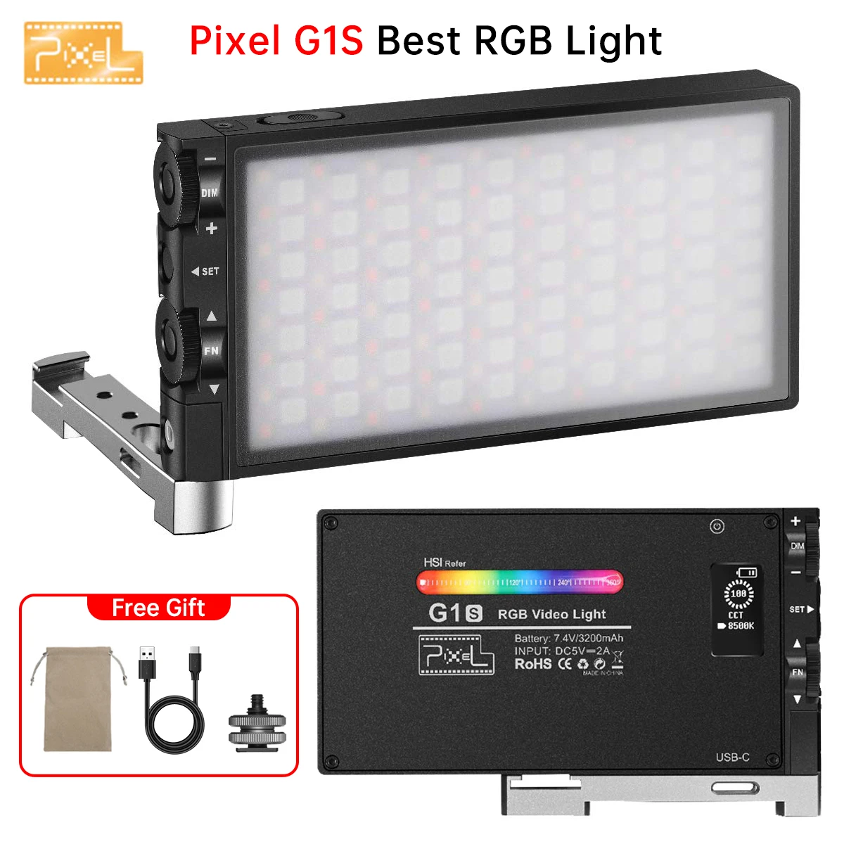 Pixel G1s Rgb Video Light Built-in 12w Rechargeable Battery Led Camera ...