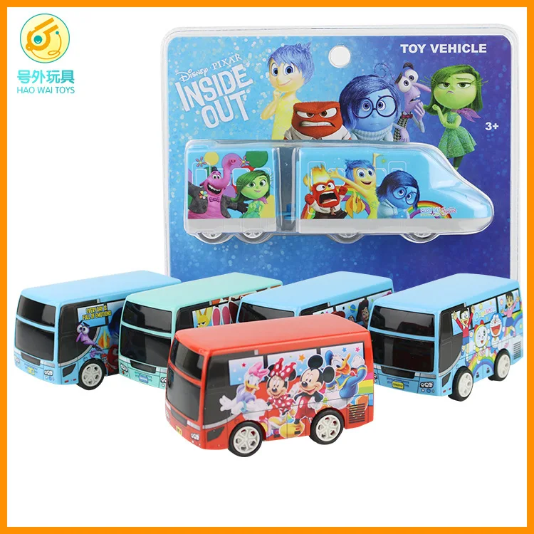 Multi--Cartoon Fun Children Train Pull Back Car Educational Bus Plastic ...