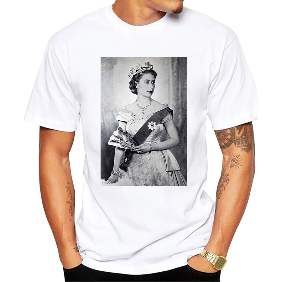 Hare Majesteit Koningin Elizabeth Ii Gedrukt T shirt Vintage Populaire ...