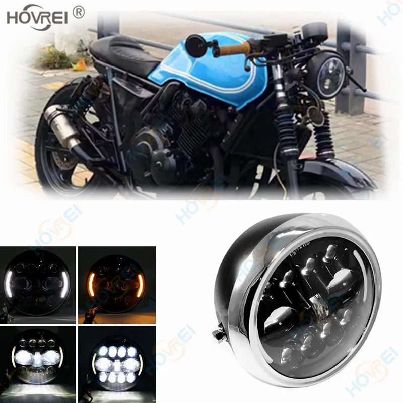 7-5inch-universal-retro-Motorcycle-LED-Headlight-Hi-Low-Beam-DRL ...