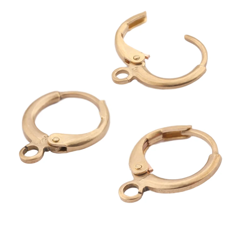 40Pcs Raw Brass Gold French Earring Hook Ear Wire Lever Back Clasps ...