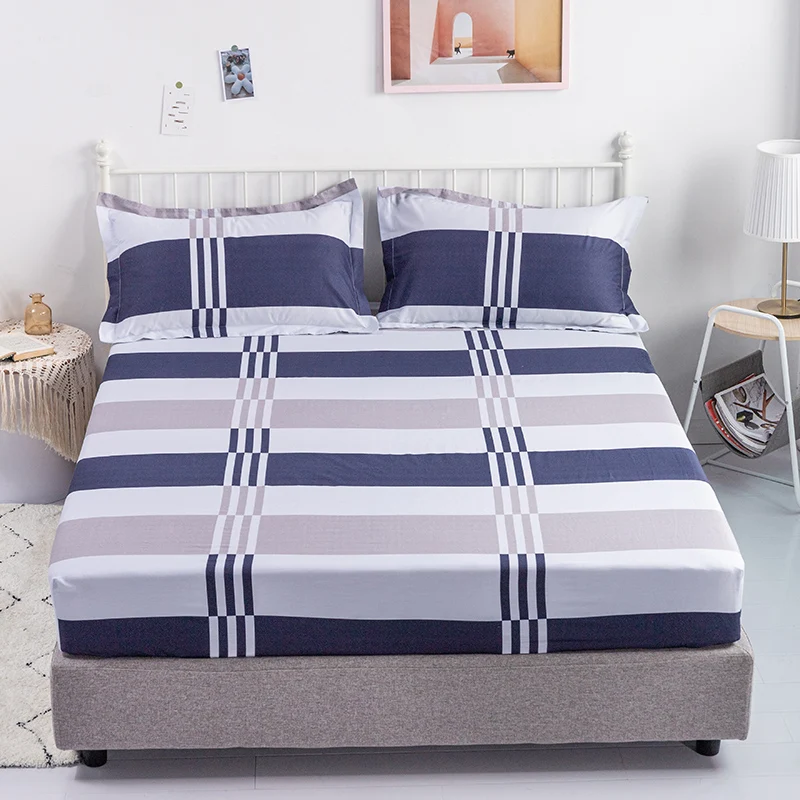 (New On Product) 1pcs 100%Cotton Printed Solid Fitted Sheet Mattress ...