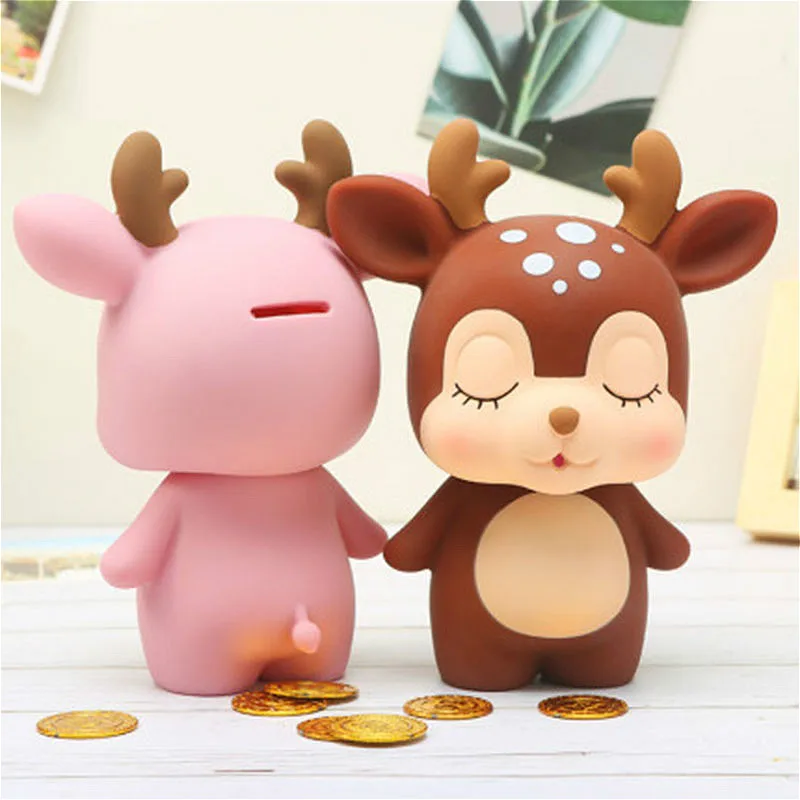 Creative Resin Coin Piggy Bank Cartoon Deer-shaped Piggy Bank Living ...