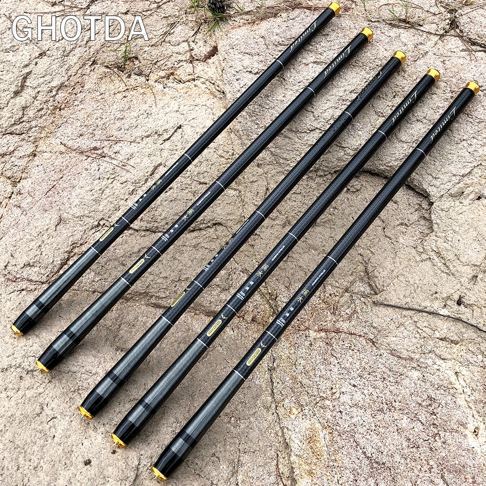 Ghotda 3.6m -7.2m Carbon Fiber Fishing Rod Telescopic Ultra-light Hard ...