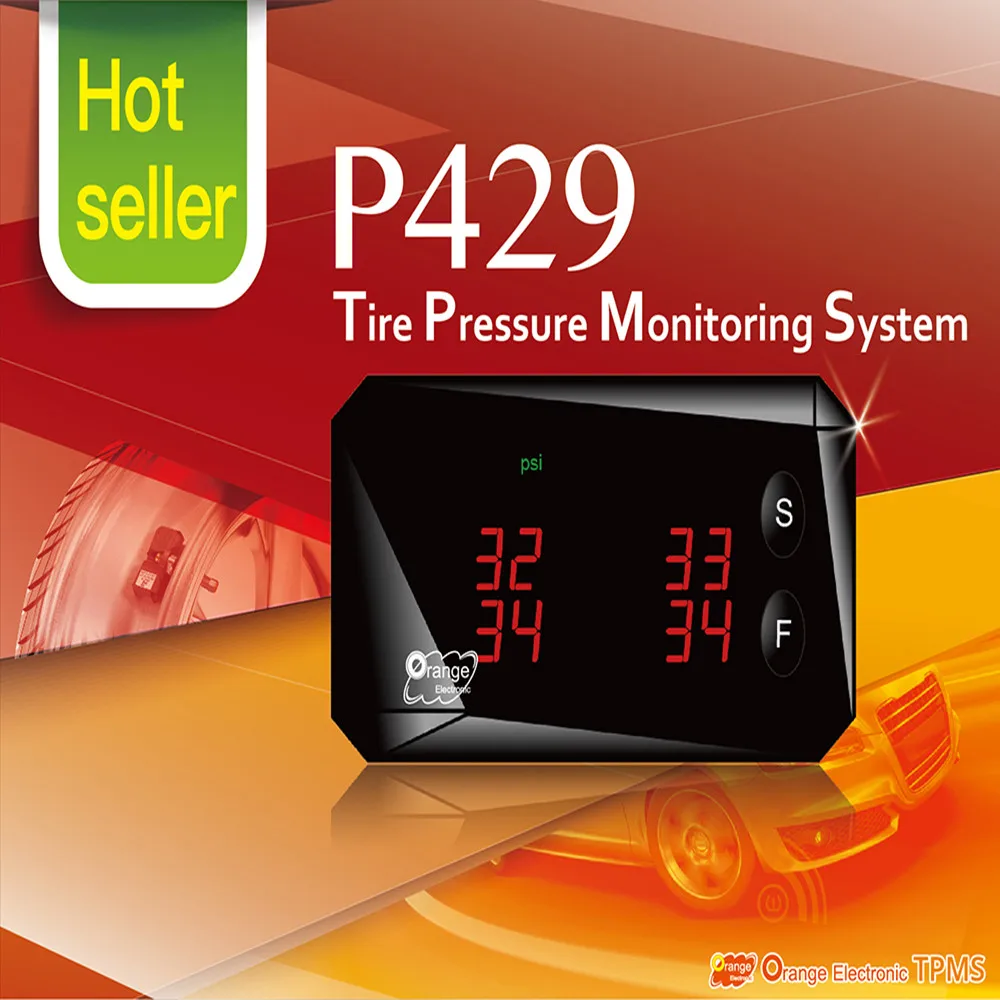 オリジナルオレンジ TPMS P429 ユニバーサルタイヤ空気圧監視システム 4 輪 3D ダイヤモンド CuttingVehicle ...