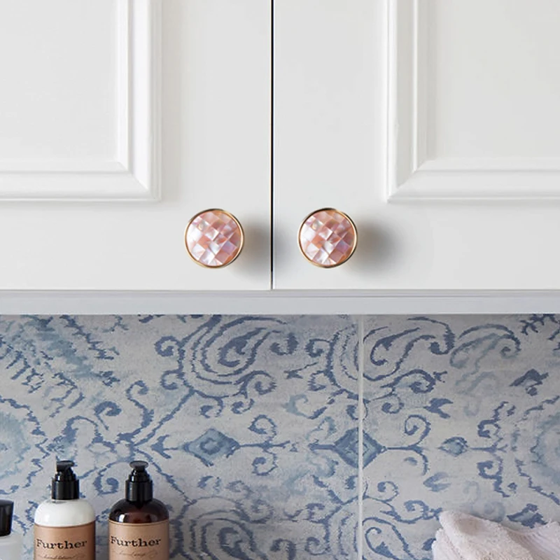 Natural Shell/ Lattice shape knob Dresser Drawer Knobs Pulls Handles ...