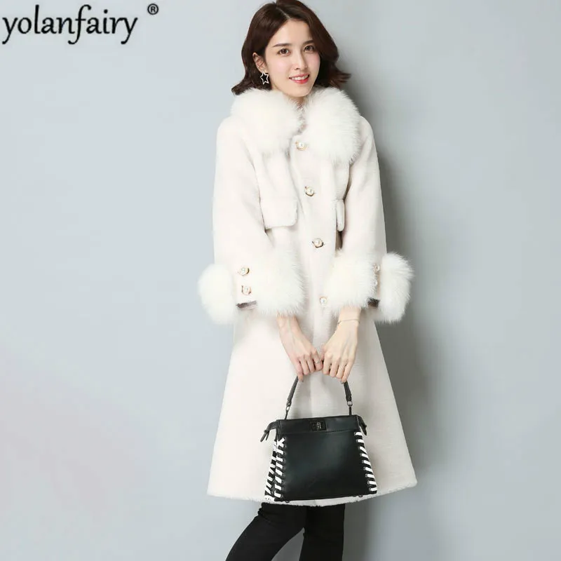 Casaco de pele real das mulheres coreano sheep shearing casaco de inverno feminino gola de pele ...