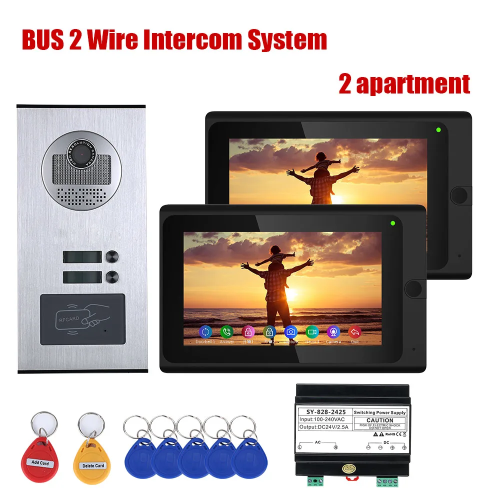 7Inch-2-3-6-Units-Apartment-Night-Vision-Wired-WIFI-BUS-2-Wire-Video ...