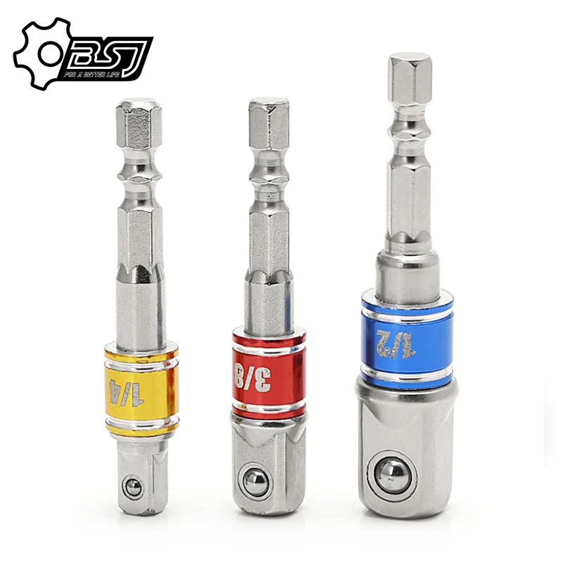 3 Pcs Power Screwdriver Driver Socket Bit Adapter Drill 1/4" 3/8" 1/2 ...