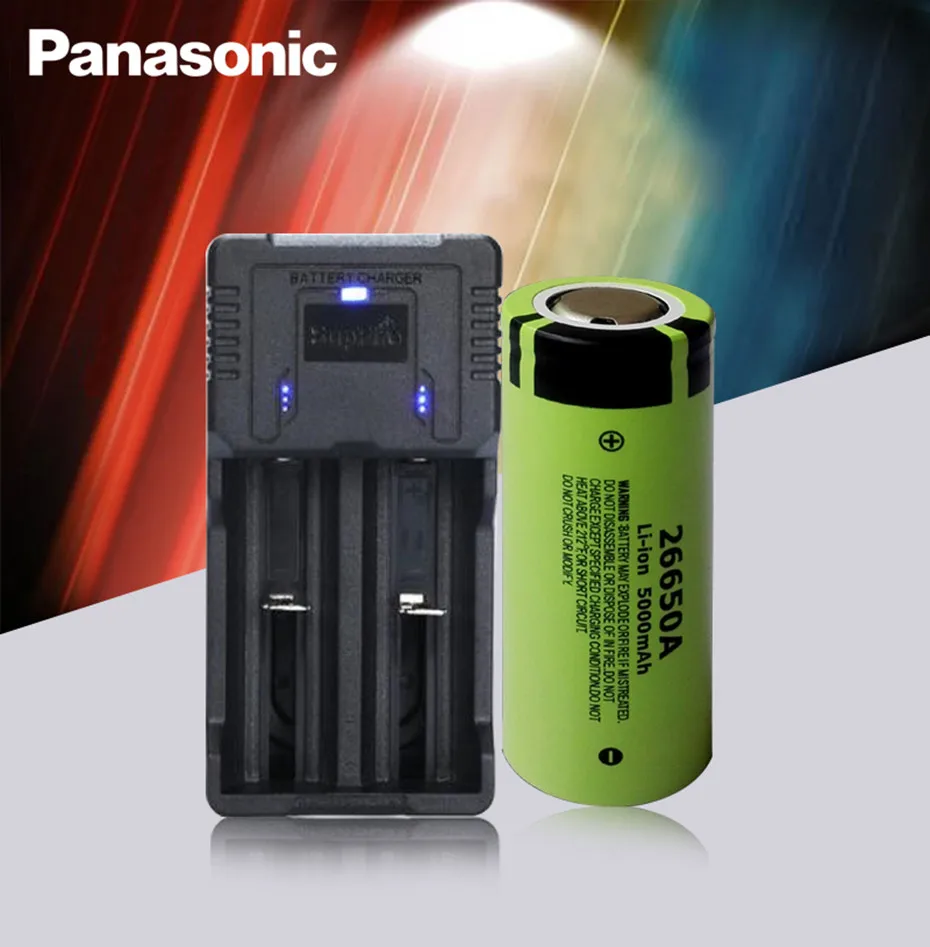 1pc 100% 원래 Panasonic 26650A 3.7V 5000mAh 고용량 26650 li 이온 재충전 전지 및 빠른 ...