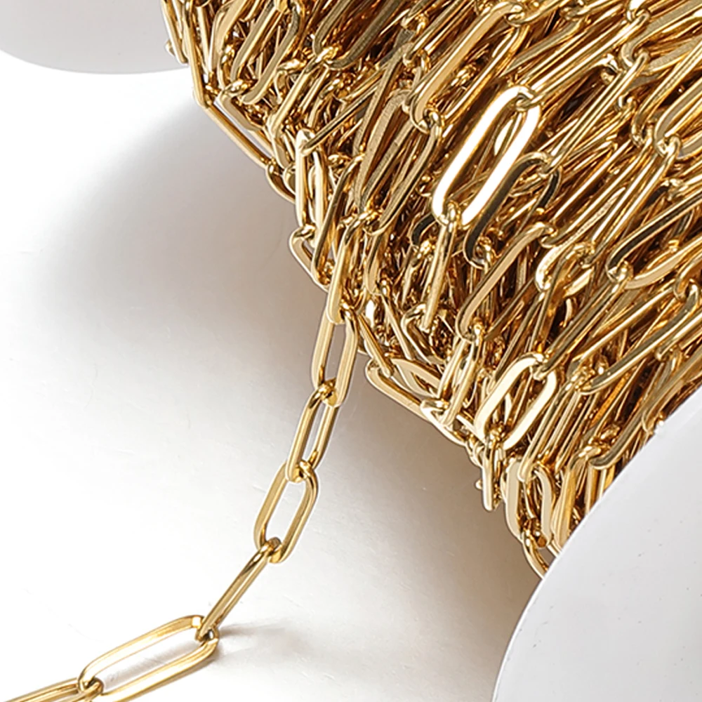 No Fade 1meter 4mm Stainless Steel Chain Cable Gold Chains for Necklace ...