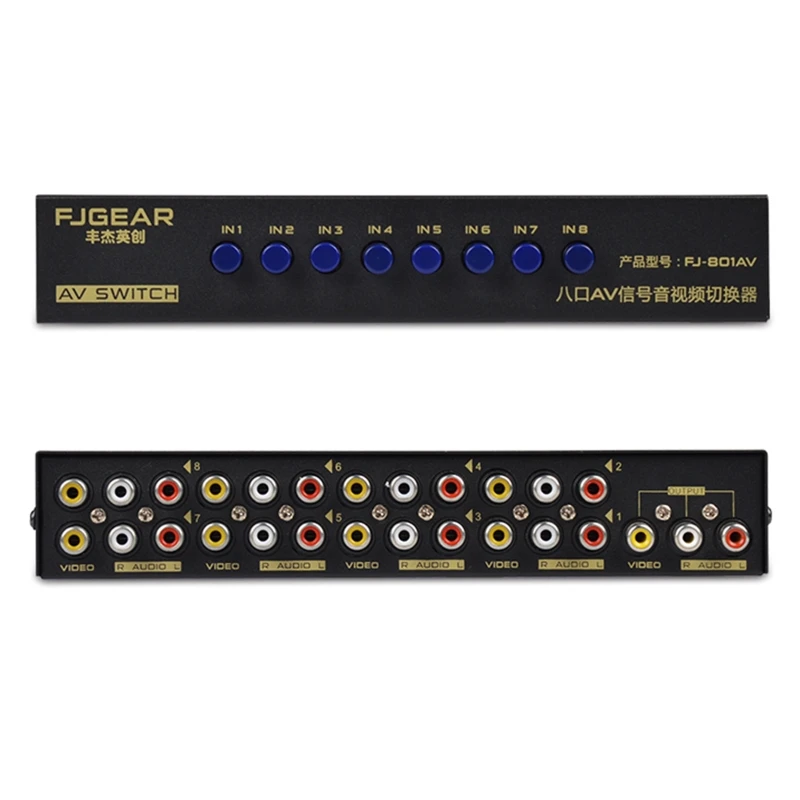 8-Way-AV-Switch-RCA-Switcher-8-in-1-out-Composite-Video-L-R-Selector ...
