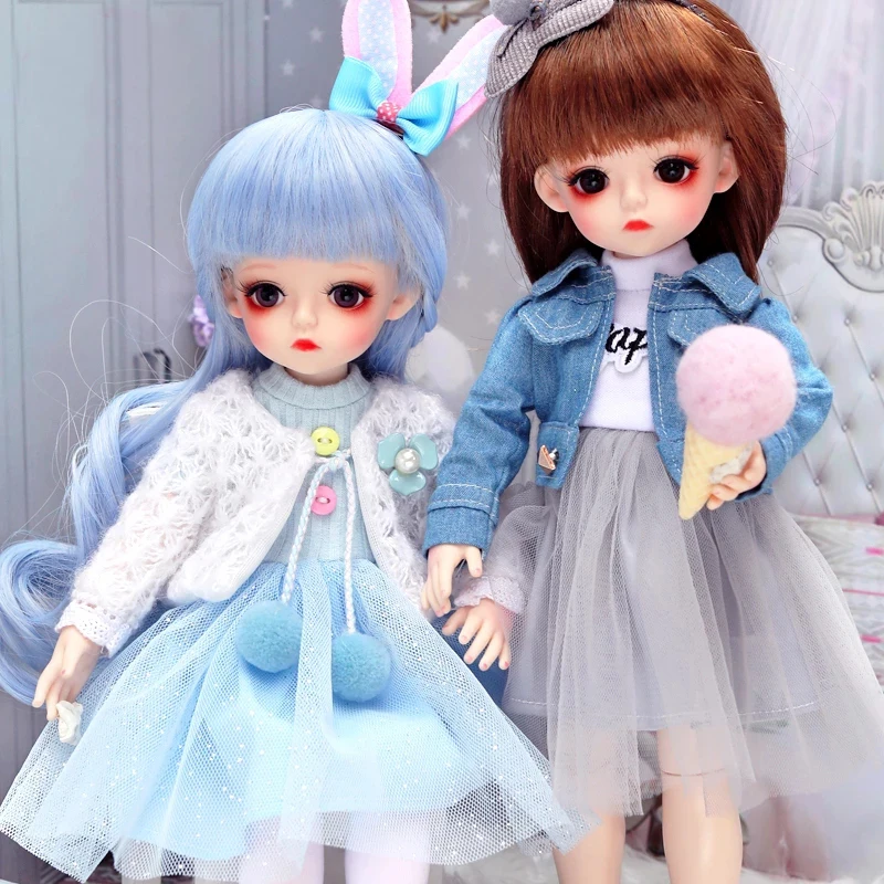 Ucanaan 1/6 Bjd Doll 30cm 18 Ball Joints Dolls With Full Outfits Clothes Set Wig Makeup Handmade ...