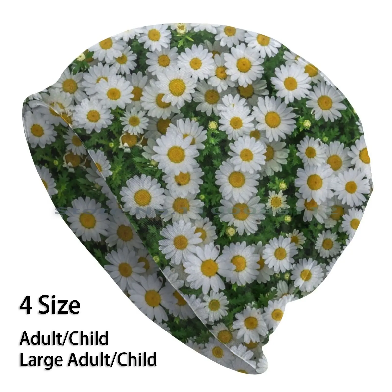 Daisy Beanies Knit Hat Daisy White Yellow Green Field With Flower ...