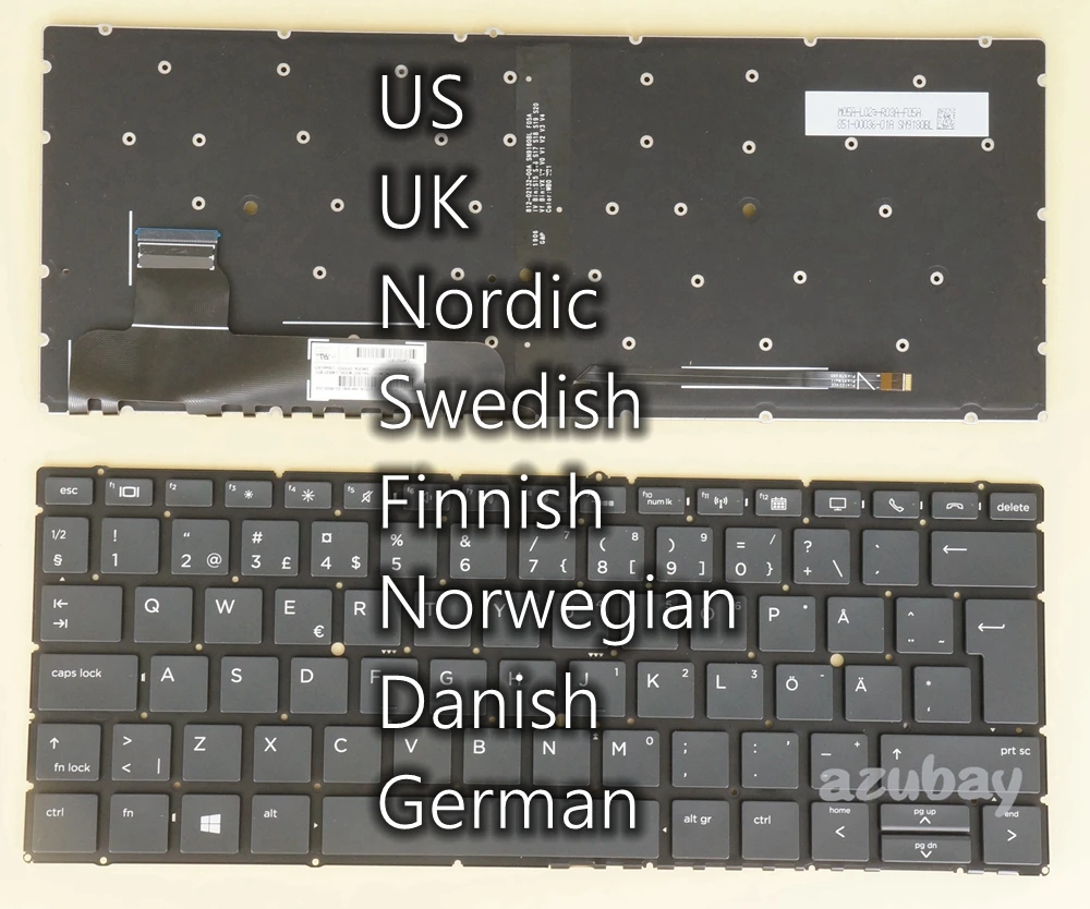 US UK Nordic Swedish Finnish Norwegian Danish German DE Keyboard For HP ...