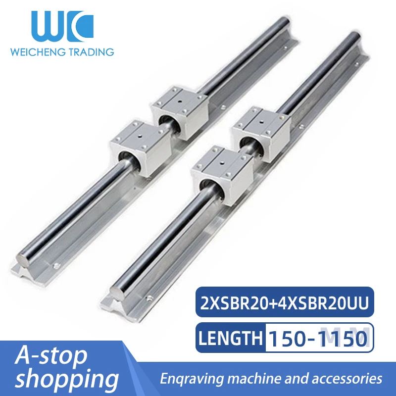 2pc-linear-guide-rails-SBR20-any-length-4pc-SBR20UU-20mm-Linear-Ball ...
