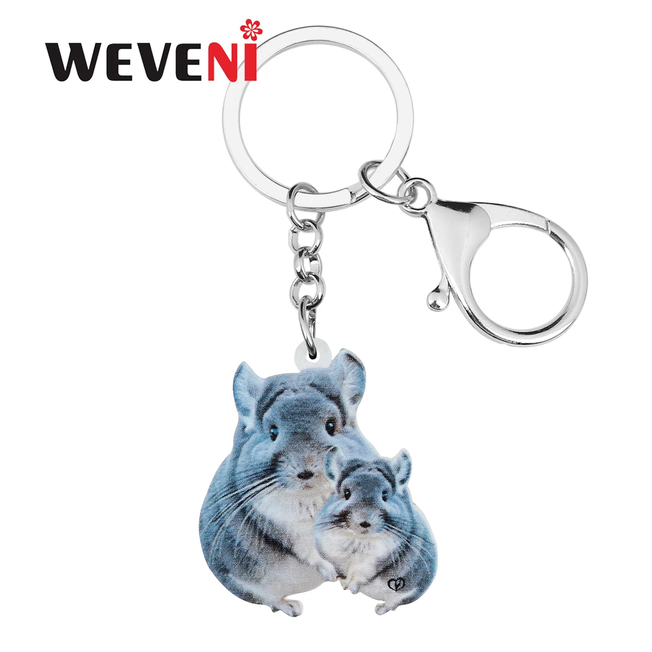 Weveni Mother's Day Acrylic Sweet Chinchilla Rat Keychains Ring Fashion ...