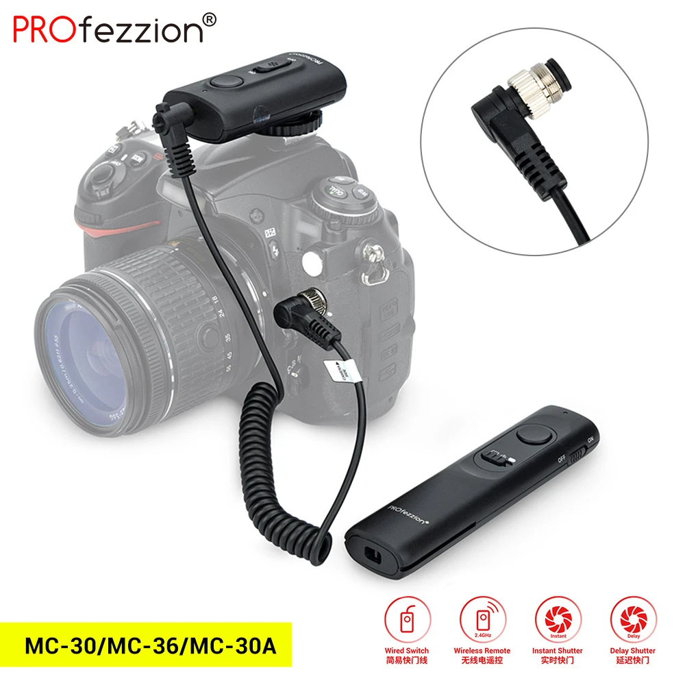 카메라 무선 원격 제어 셔터 릴리즈 DSLR 컨트롤러, 니콘 Z9 D850 D810 D800 D700 D500 D300 D300s D200, 50m 2.4GHz|셔터 릴리스 ...