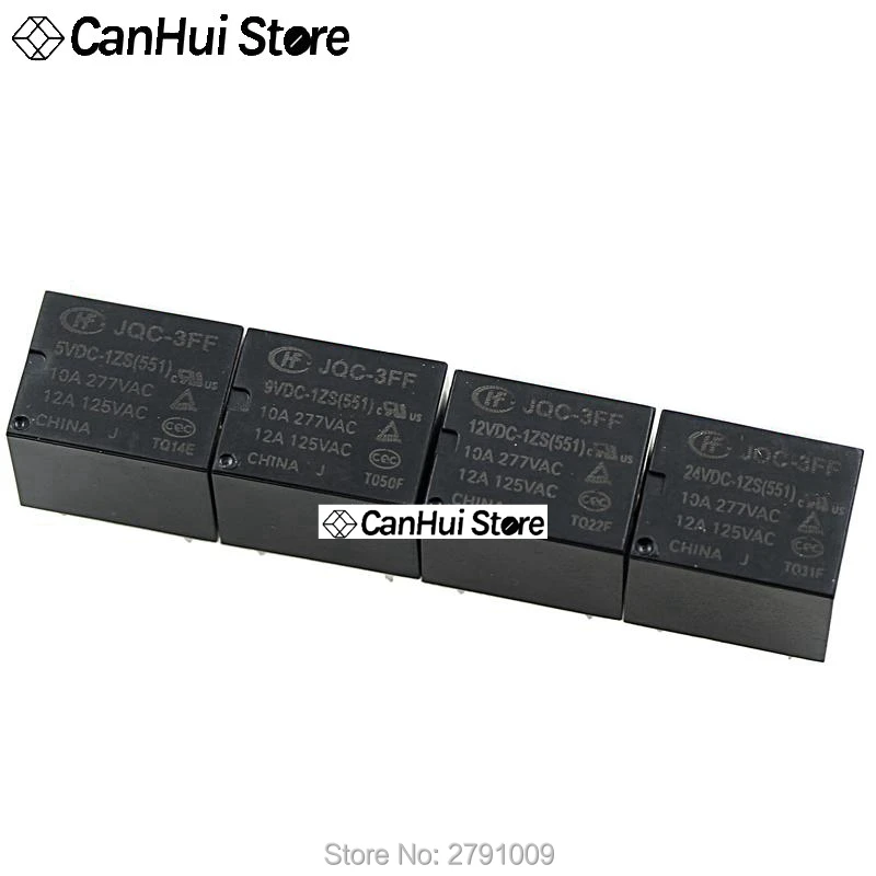1Pcs HF JQC 3FF 5VDC / 9VDC / 12VDC / 24VDC 1ZS(551) 5 pin 10A HongFa Relay|Relays| - AliExpress