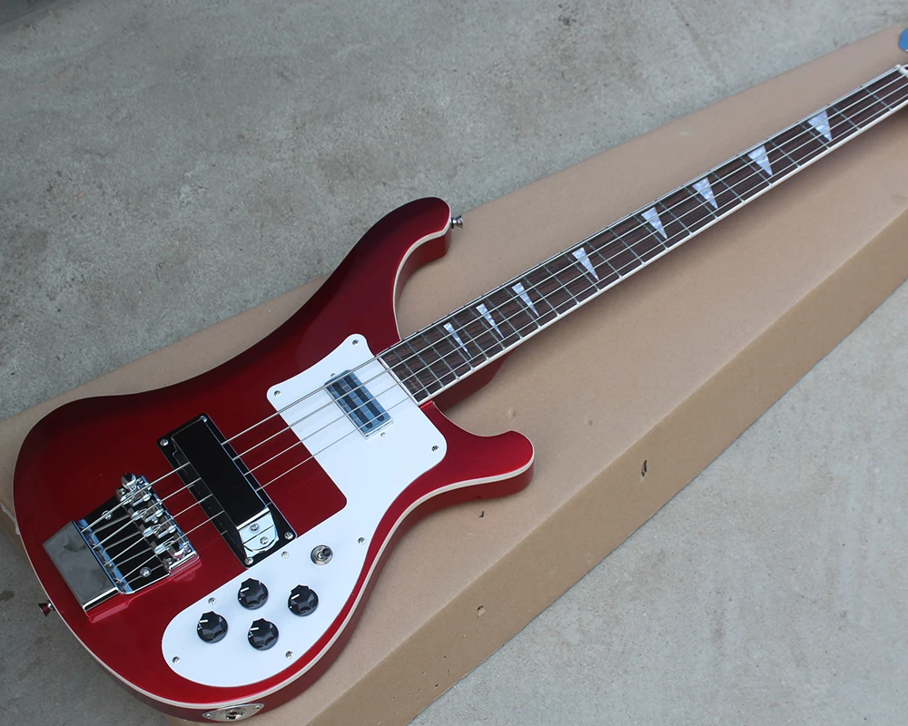 Factory-Outlet-4-Strings-Metallic-Red-Electric-Bass-with-Black ...